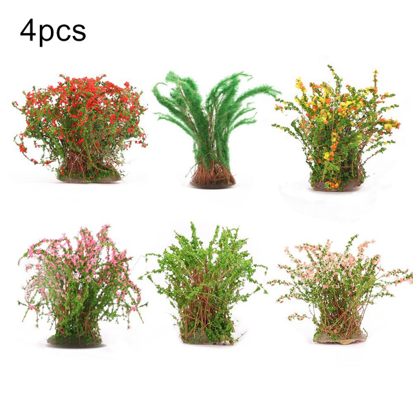 4Pcs Model Bush Flower Miniature Grass Model Mini Bush Microcosmic ...