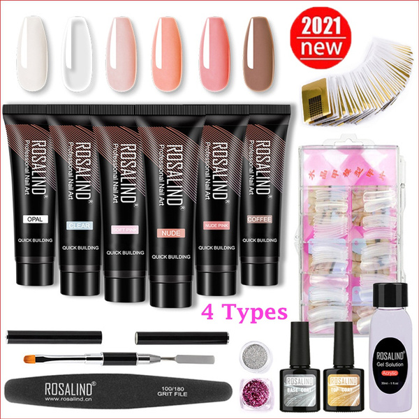 4 Types Nail Extension Gel Package 15ML Crystal Extension Liquid ...