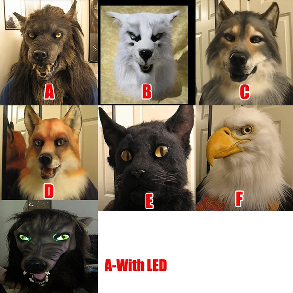 Werewolf Mask Costume Party Simulation Animal Rotate Headwear Costume ...