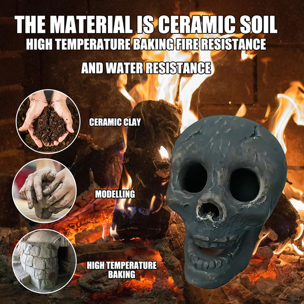 Skull Charcoal Imitated Human Skull Gas Log For Indoor Outdoor ...