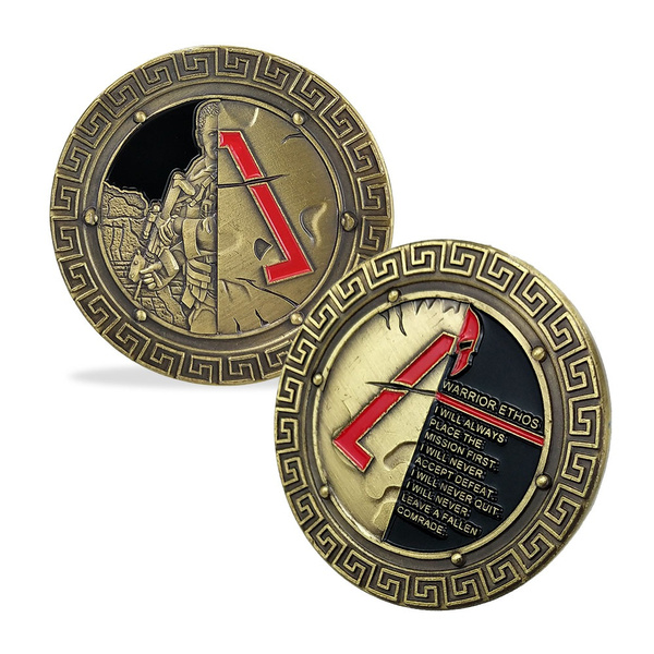 Soldier Brave as Spartan Challenge Coin Warrior Ethos Military ...