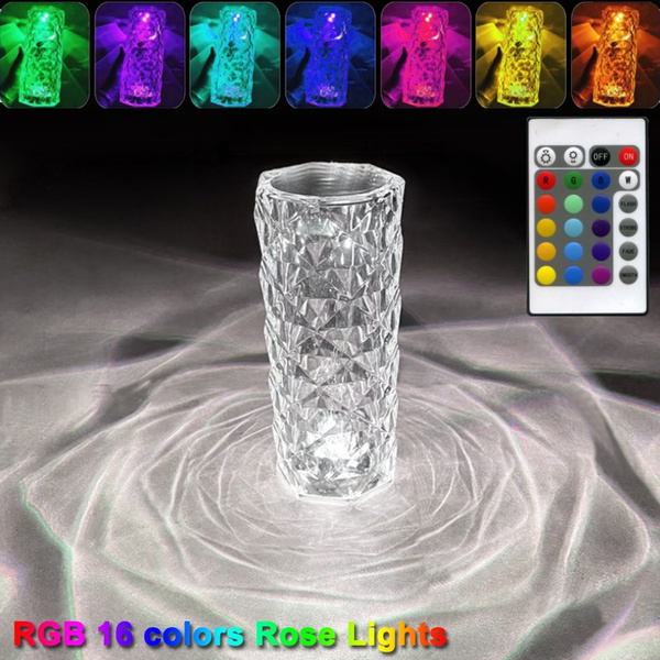 NEW LED Light Diamond Table Lamp RGB Night Light 3/16 Colors RGB Lights ...