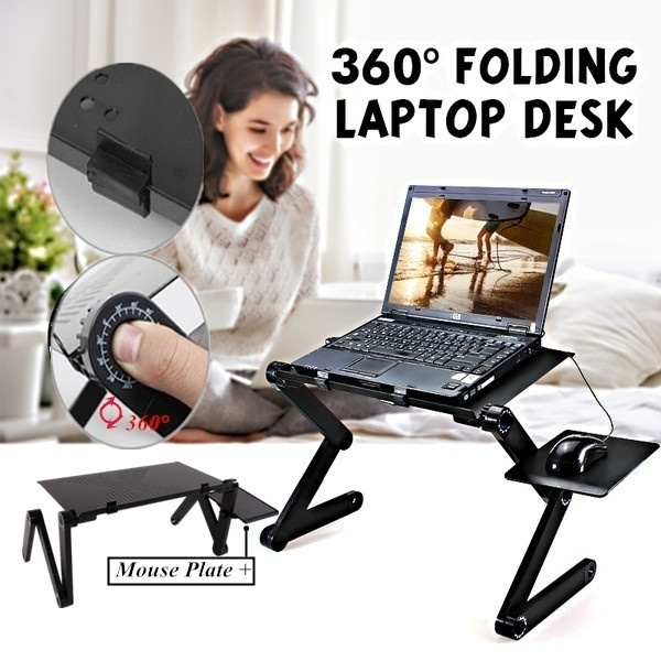Adjustable 360° Folding Laptop Desk Table Stand Tray with Mouse Plate ...