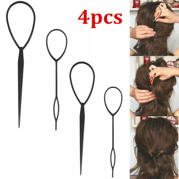 4pcs Black Topsy Tail Hair Braid Ponytail Maker Hair Styling Tools ...