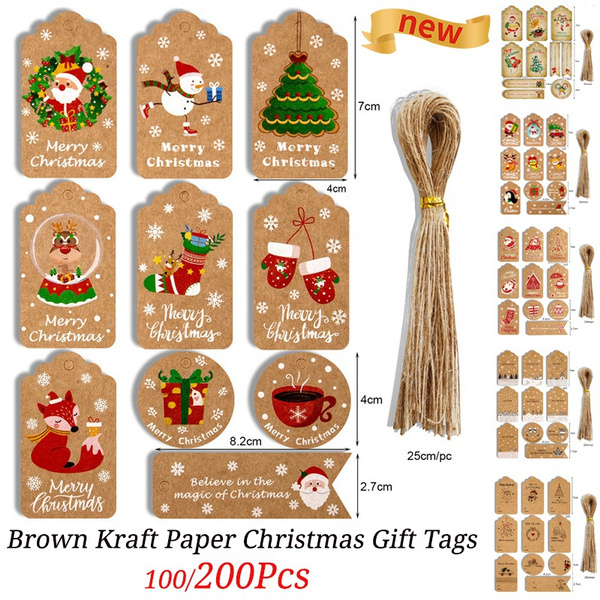 Brown Kraft Paper Christmas Gift Tags Xmas Kraft Gift Tags with Rope ...
