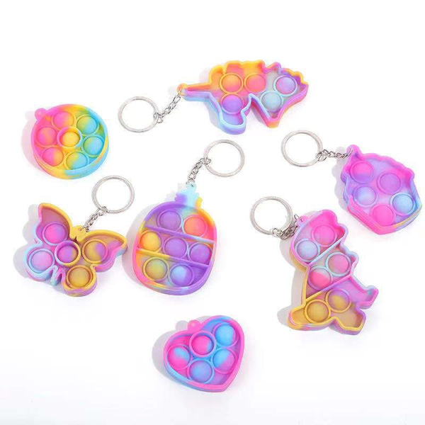Mini Push Bubble Sensory Fidget Toys Keychain Simple Dimple Squishy ...