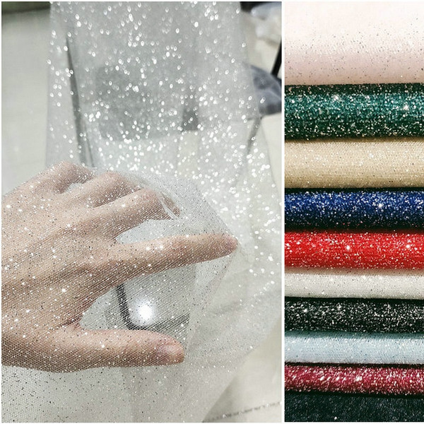 Shiny Glitter Sequin Tulle Sheer Fabric Gauze for Wedding Dress Veil ...