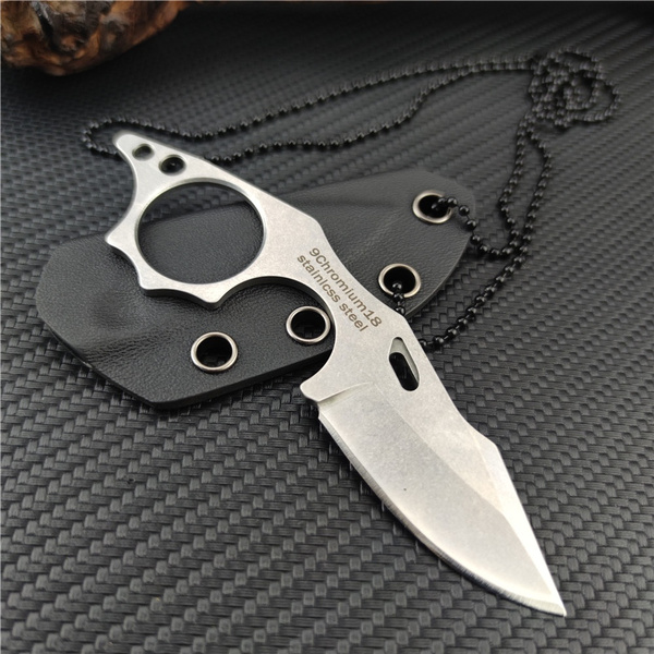 EDC Mini Pocket Fixed Blade Neck Knife, With Kydex Sheath Tactical ...