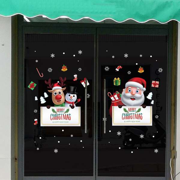 New naked eye Santa wall decoration sticker mall window three ...
