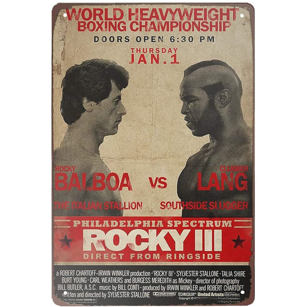 World Heavyweight Boxing Championship Rocky Tin Signs Vintage Bar Man ...