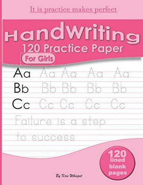 Handwriting 120 Practice Paper For Girls: blank paper with dotted lines ...