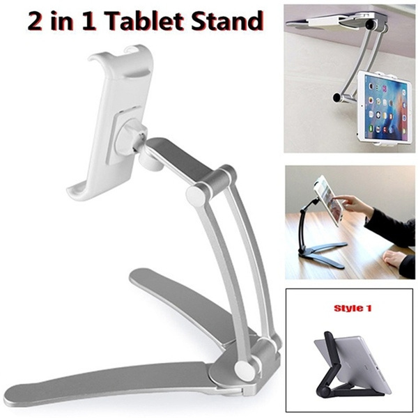 2 in 1 Tablet Stand Aluminum Tablet Lazy Holder 360 Degrees Rotating ...