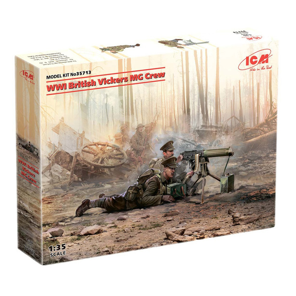ICM 35713 1/35 Scale model kit WWI British Vickers MG Crew (Vickers MG ...