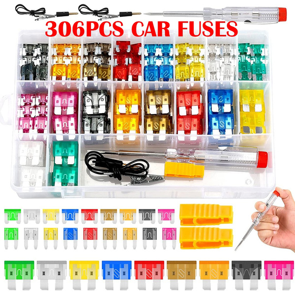 306PCS car fuse 5A10A15A20A25A30A35A amplifier with box clip ...