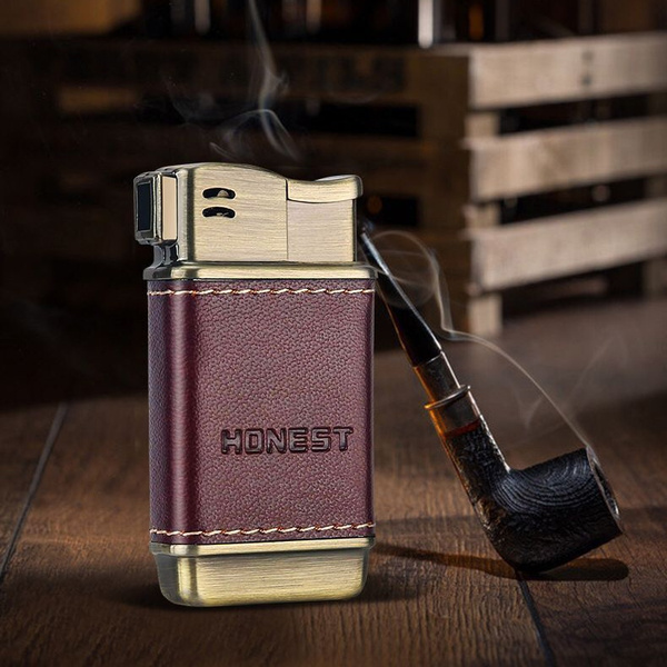 New Windproof Metal Kerosene Lighter Leather Creative Retro Flint Oil ...