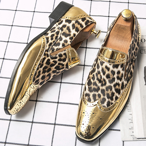 Mens Leather Dress Shoes Men's Business Slip On Office Shoes Wedding ...