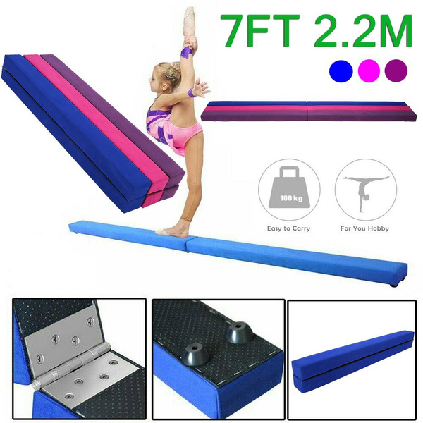 7FT Balance Beam Extra Firm Vinyl Folding Gymnastics Beam Tumbling Home ...