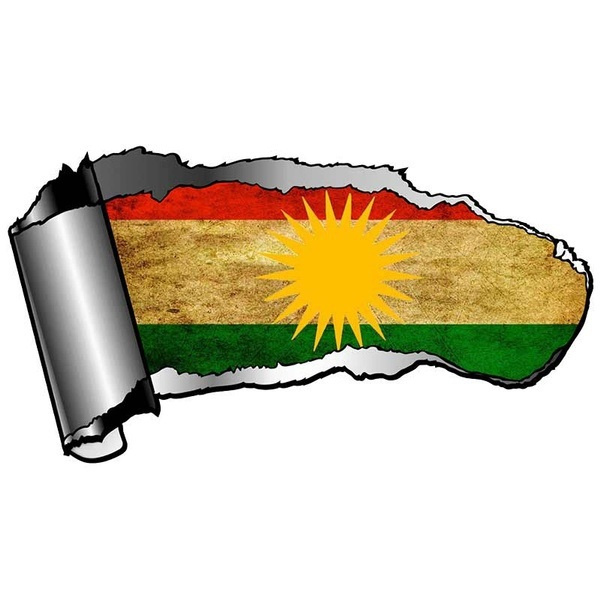 1 x 3D Ripped Open Gash Torn Metal Design With Kurdistan National Flag ...