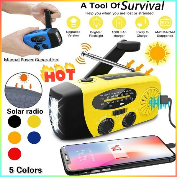 Latest Upgraded Version Emergency Hand Crank Self Powered AM/FM Solar ...