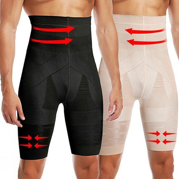Men's Compression High Waist Boxer Shorts Slimming Thigh Shaper Fajas ...