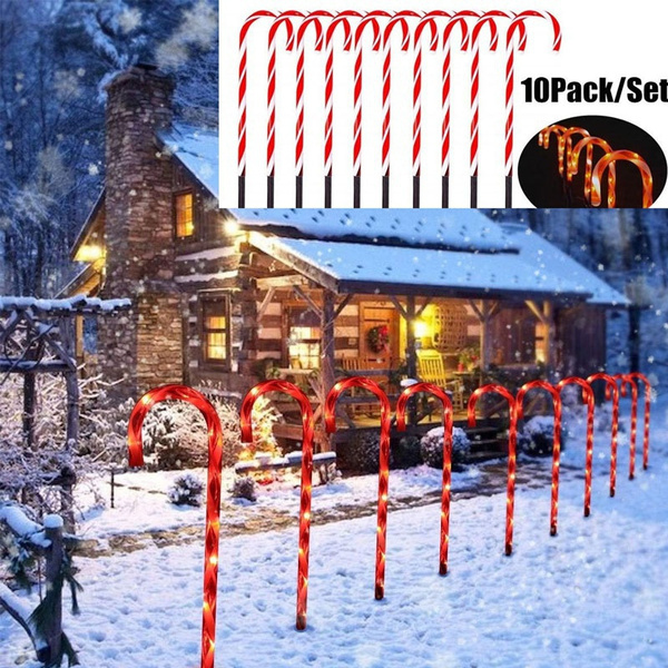 LED Solar Cane Light - 10 Pack Christmas Cane Lights Festival Cane ...