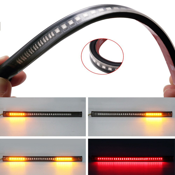48LED Motorcycle Light Bar Strip Tail Turn Signal Light & DRL Amber ...