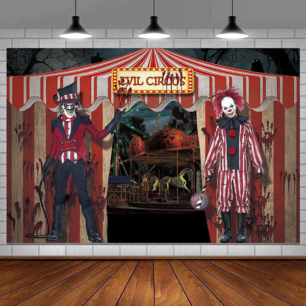 6x5FT Horror Circus Theme Halloween Photography Backdrop Giant Evil ...