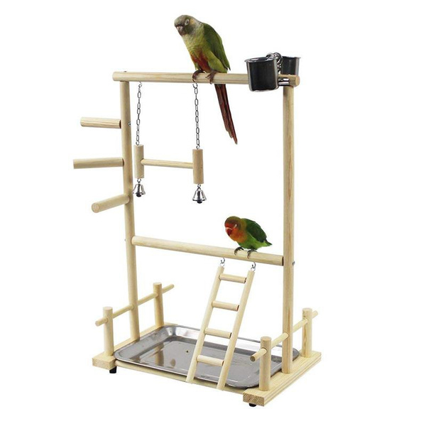 Parrot Playstands With Cup Toys Tray Bird Swing Climbing Hanging Ladder ...