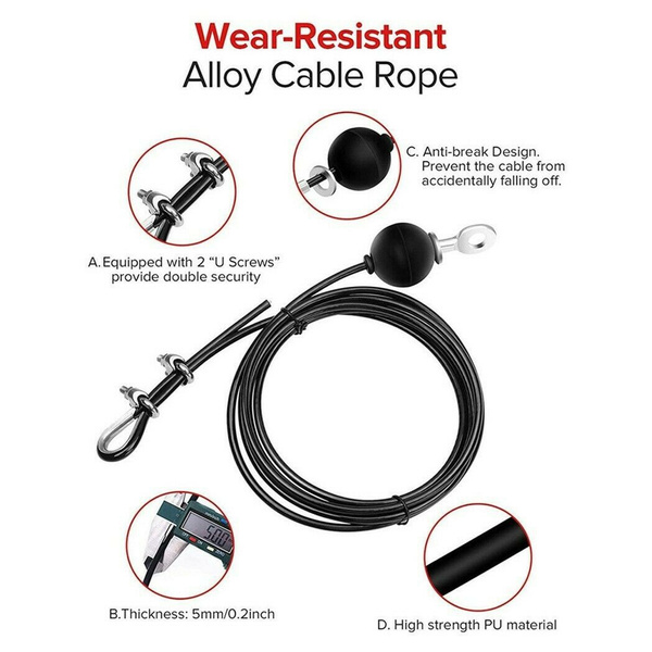 Adjustable Steel Wire Rope DIY Weight Multi Gym Cable Workout Fitness ...