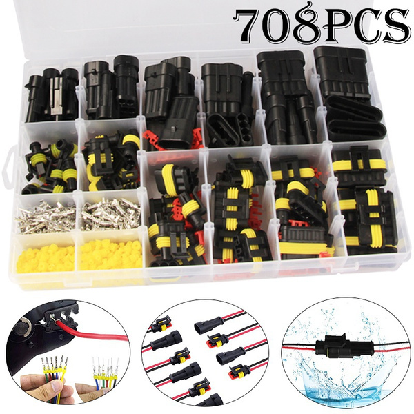 120/268/352/708Pcs pack HID Waterproof Connectors,1/2/3/4/5/6 Pin Way Seal Quad Bike 12A IP68 ...
