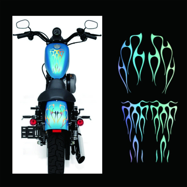 Motorcycle Flame Sticker for Gas Tank & Fender Decals Vinyl Colorful ...