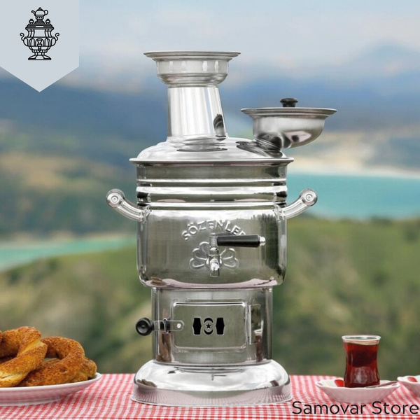 Stainless Steel chrome samovar kettle 4 liters tea sets Teapot camping ...