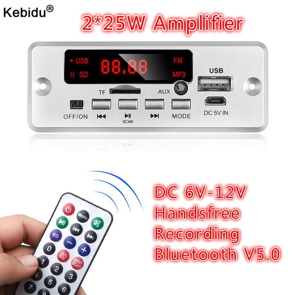 Kebidu 50W Amplifier 6-12V MP3 WMA Decoder Board Car Audio USB TF FM ...