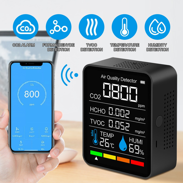 Multifunctional 5 in1 CO2 Meter Digital Temperature Humidity Sensor ...