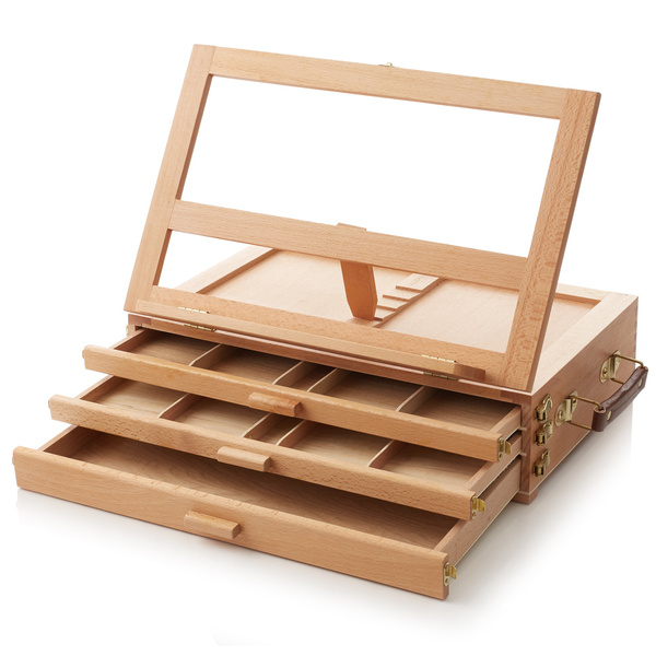 Adjustable Tabletop Beechwood Art Easel with 3 Storage Drawers | Wish