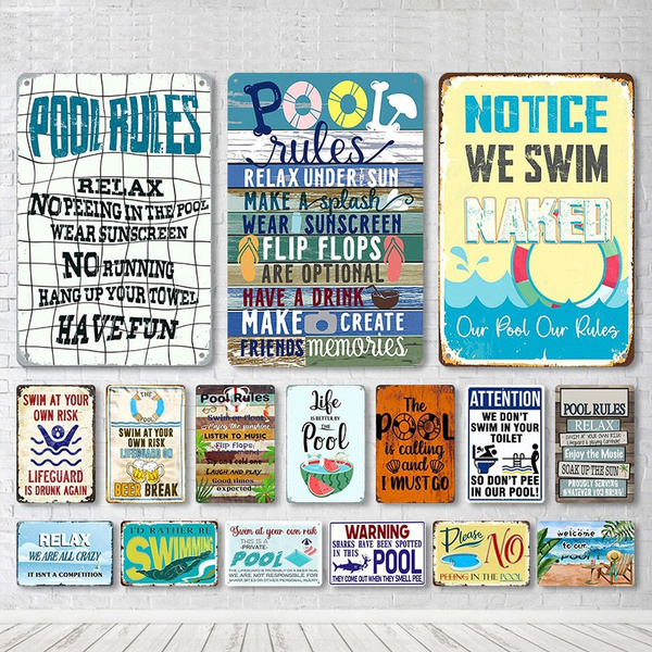 “Notice We Swim Naked” Swimming pool rules Signs Metal Tin Signs For Swim Beach | Wish