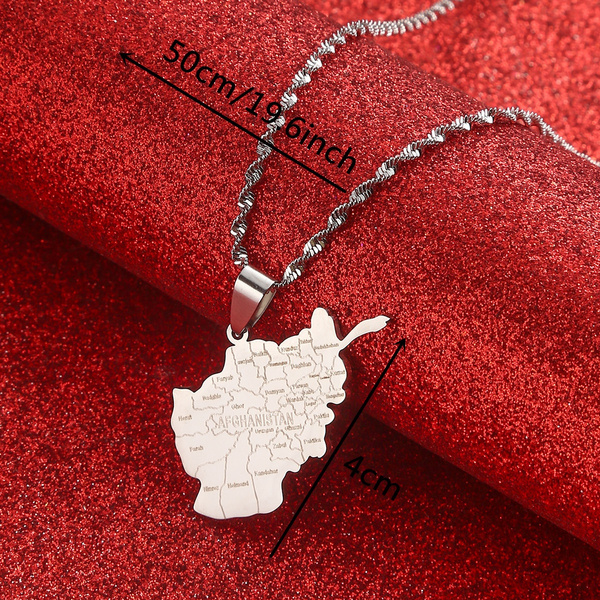 Afghanistan Map and Flag Pendant With Black Rope Chain Afghan Jewelry ...