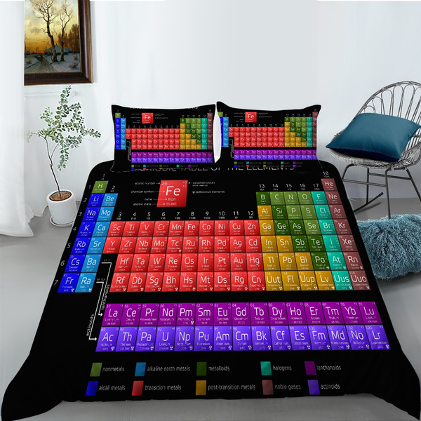 Science Duvet Cover Full Size, Periodic Table of Elements Bedding Sets ...