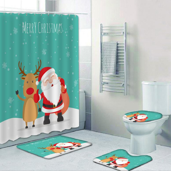 Digital print waterproof shower curtain, floor mat toilet cover U ... Digital print waterproof shower curtain, floor mat toilet cover U ...