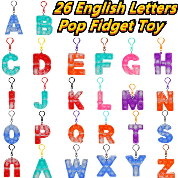 1Pc Abcde 26 Letter Pop Keychian Sensory Fidget Toy,Mini 26 English ...