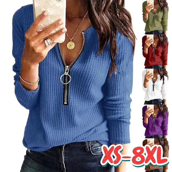 XS-8XL Plus Size Fashion Clothes Women's Casual Long Sleeve Tee Shirts ...