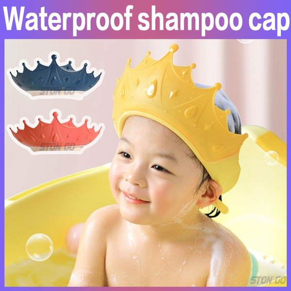 Newest Soft Kids Waterproof Cap Children Bath Shower Cap Crown Shower ...
