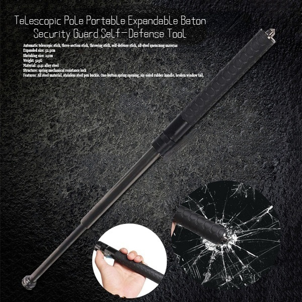 Three-section telescopic pole portable telescopic baton security self ...