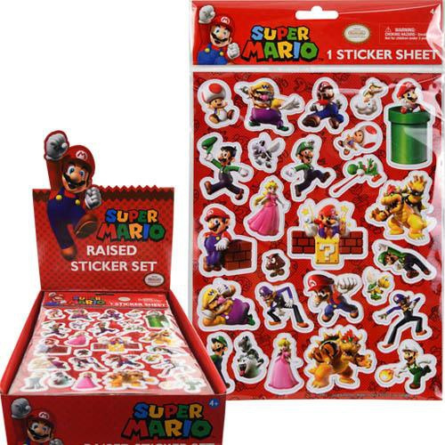 Nintendo Super Mario Brothers Sticker Set, 2 Sticker Sheets, Raised 3D ...
