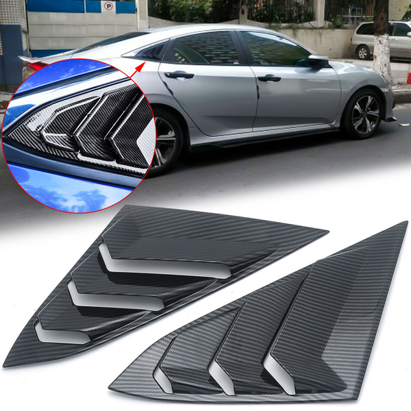 Carbon Fiber Texture Quarter Window Rear Side Vent Louver Cover Trims ...