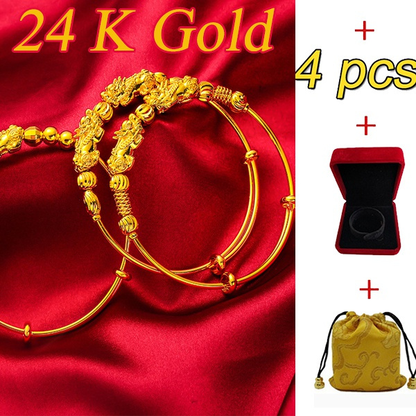 NEW Christmas gift 4 pcs 24K Pure Gold brave Good Luck Bead Design ...