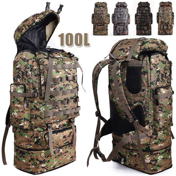 100L Outdoor Military Tactical Backpack Camping Hiking Molle Camo Bag ...