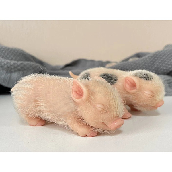 Full Body Silicone Piglet Cute Lifelike Piglet Closed Eyes Reborn ...