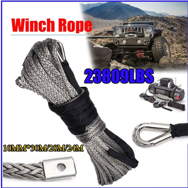 4WD Synthetic Cable Winch Rope For Car Tow Recovery Offroad 10mm x 30m ...