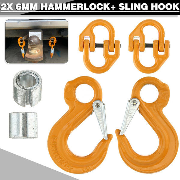6mm Hammerlock+Eye Sling Hook Safety Chain Caravan Trailer Camper ...